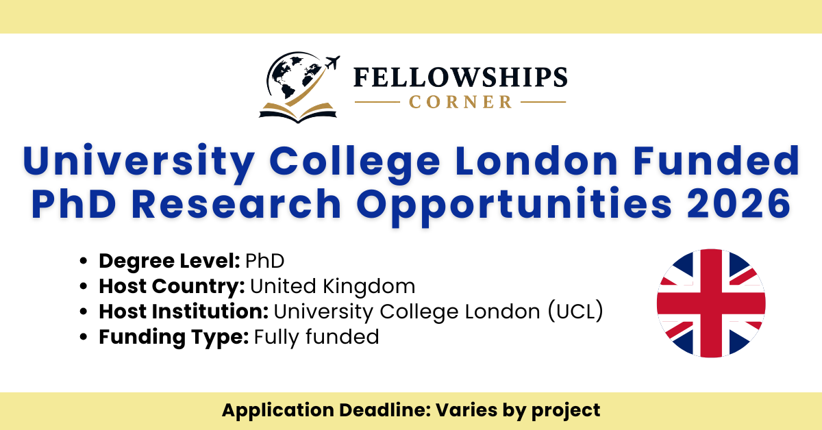 University College London Funded PhD Research Opportunities 2026 ...