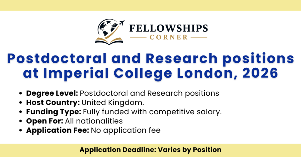 Postdoctoral and Research positions at Imperial College London, 2026 ...